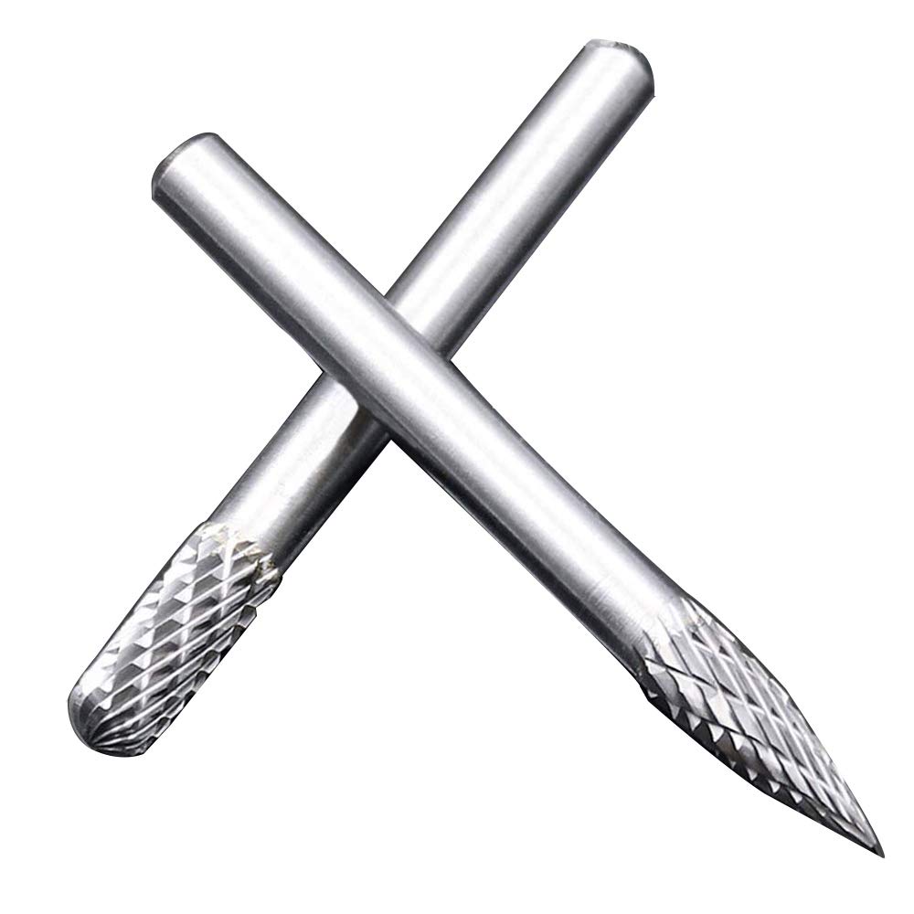 Eyech 10pc Tungsten Carbide Burr Set 1/4" Shank Double Cut Rotary Cutting Burr Set Die Grinder Bits for Steel Metal Wood Woodworking Carving, Polishing, and Engraving