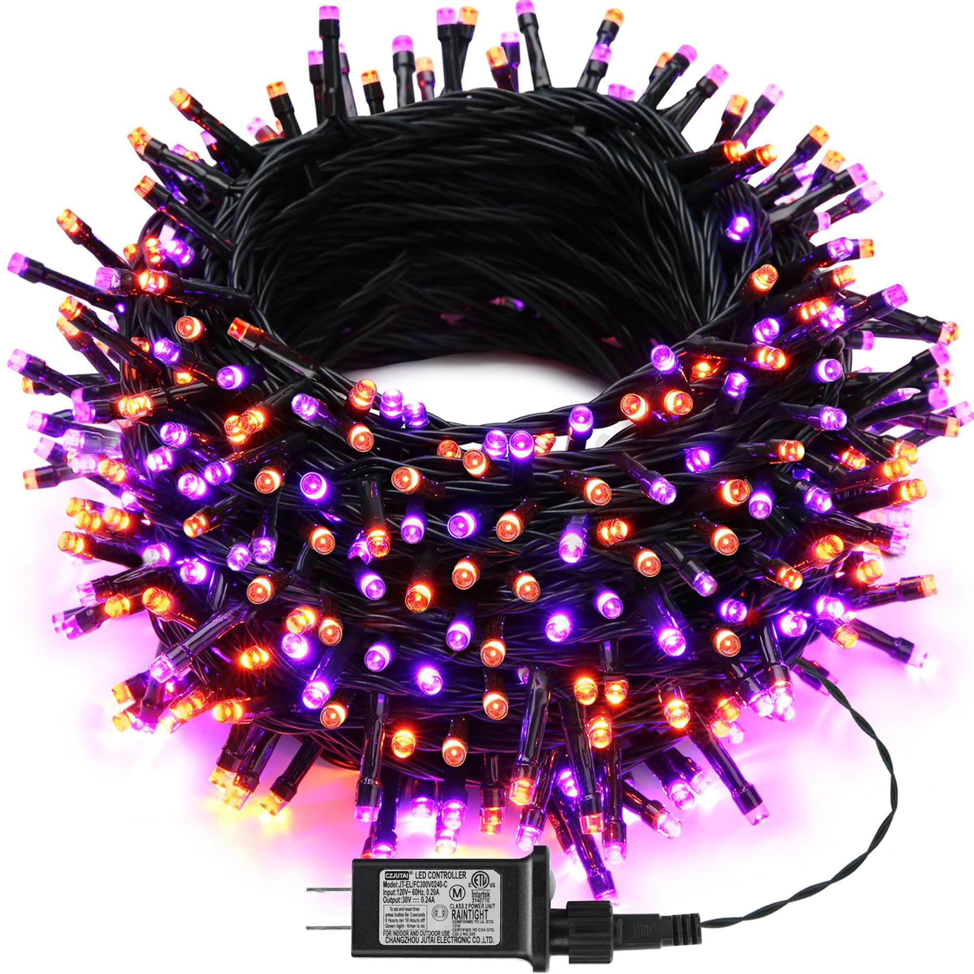 Joomer Orange Purple Halloween Lights 174FT 500 LED Halloween String Lights with 8 Modes Timer Waterproof Plug-In Orange Purple String Lights for Indoor Outdoor Halloween Decorations