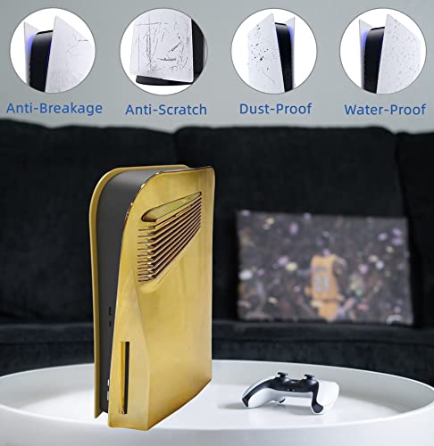 Electroplating Disc Edition Face Plates with Cooling Vents Cover Skins Shell Panels for PS5 Console, Playstation 5 Accessories Faceplate Protective Shell Replacement Plate (Electroplating Gold)