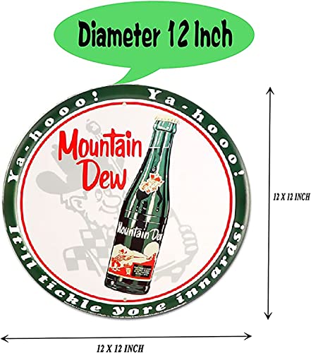 Mountain Dew Bottle 12" Round Metal Sign