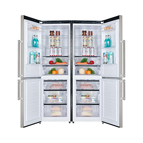 Forno Freestanding 48 Inch Side by Side Bottom Mount Freezer Refrigerator with 22.2 Cubic Ft. Total Capacity - Stainless Steel No Frost Fridge with Adjustable Shelves and and Child Safety Lock