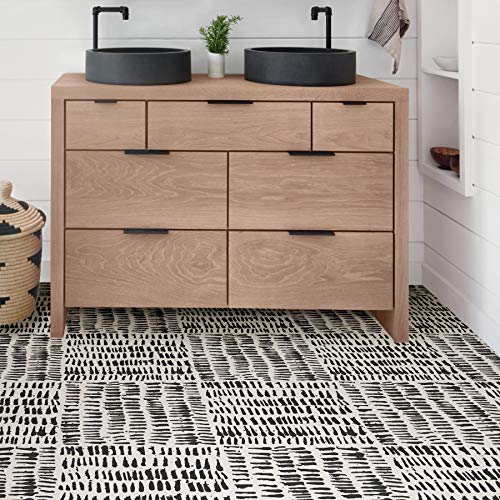 FloorPops FP2945 Noleby Peel & Stick Floor Tiles, Black