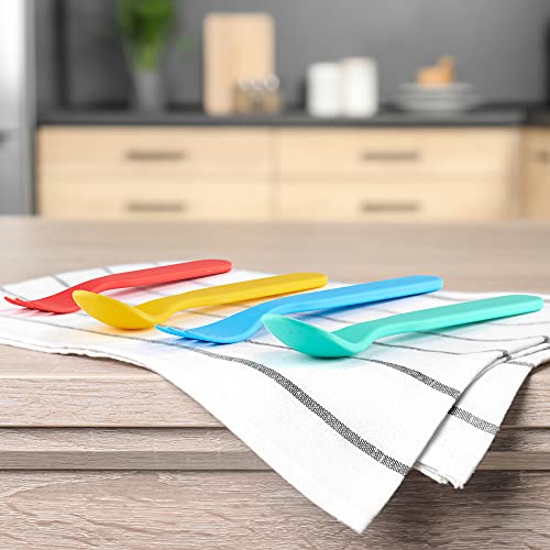 GET FRESH PLA Kids Spoons and Forks Set β 8-Pack Melamine Free PLA Utensils for Kids Toddlers β Reusable Microwave Safe Childrens Cutlery Set β Biodegradable PLA Kids Dinnerware Spoons and Forks
