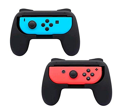 Beastron Racing Games Steering Wheel & Grips compatible with Switch, Joy-Con Steering Wheel & Grips, Black 4 Pack