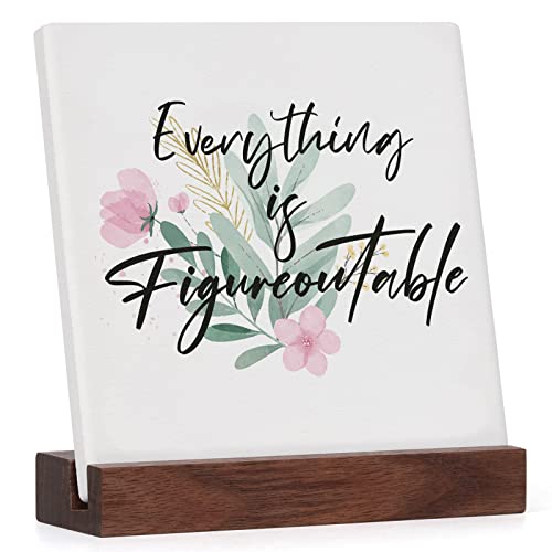 Inspirational Gifts for Women Men - Office Decor for Women - Encouragement Motivational Desk Decorations Cute Desk Accessories - Gifts for Women Friend Coworker Employees - Positive Plaque Sign With Wooden Stand