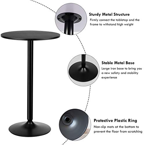 Giantex Pub Bar Table 24-Inch Round Top 40-Inch Height Modern Style Standing Circular Cocktail Table Suitable for Living Room,Restaurant Bistro Table (1)