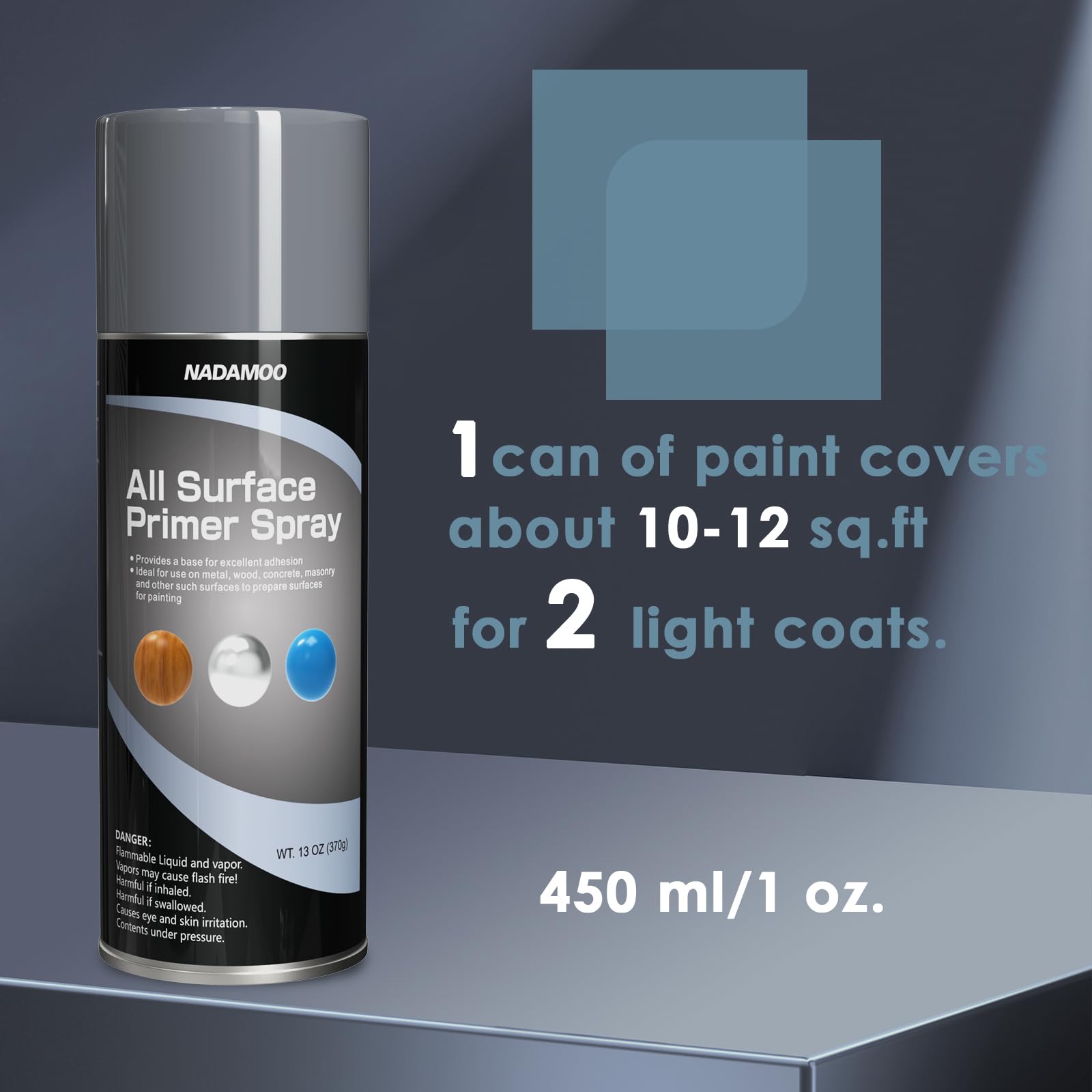NADAMOO All Surface Primer Spray, One-Part Epoxy Primer Matte Gray, 2 Cans, Enhance Adhesion for Multi Surface - Porcelain, Glass, Metal, Plastic, Wood