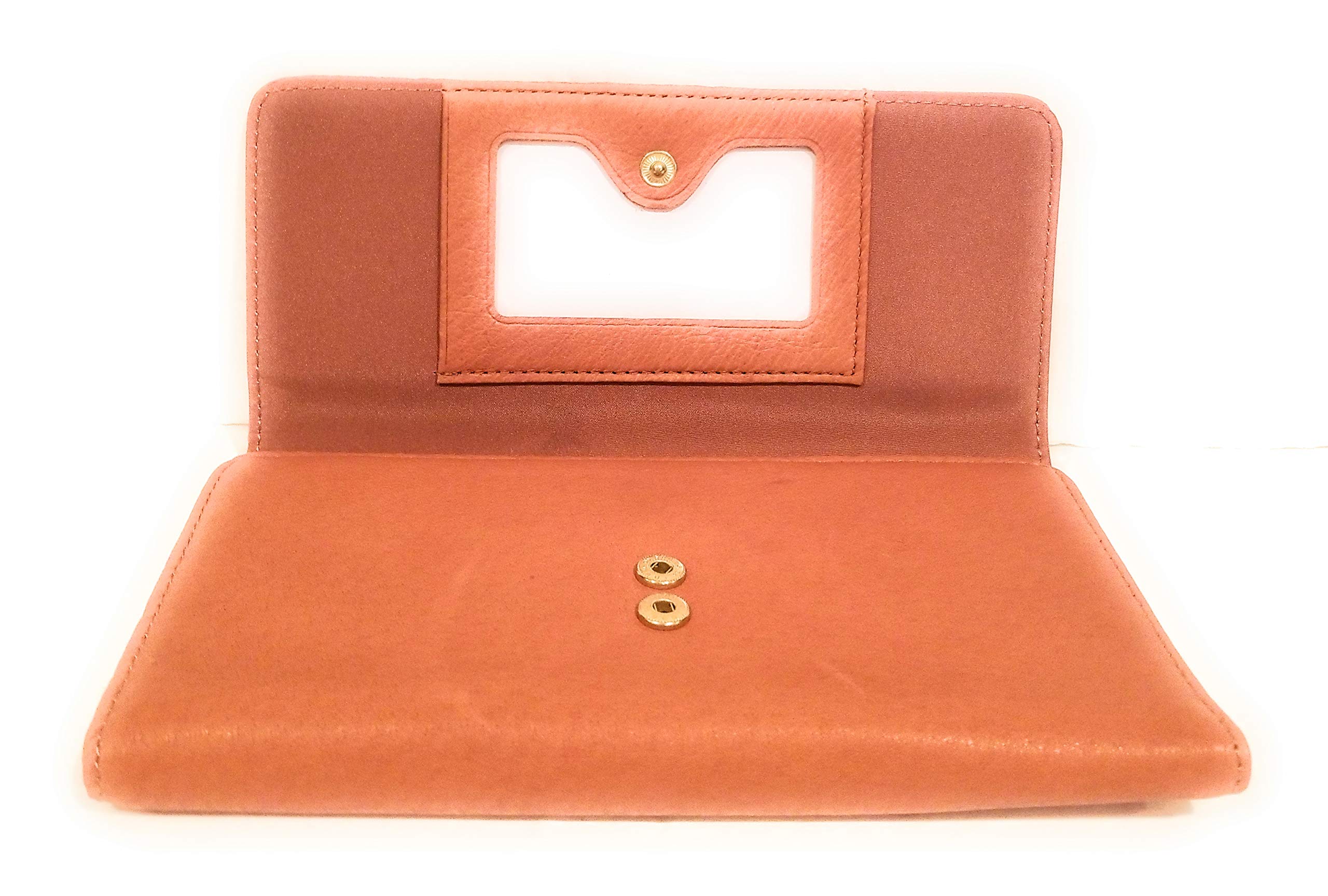 Embroidered Soft Genuine Leather Ladies Trifold Clutch Wallet (Tan, Horse Head)