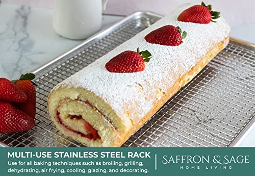Commercial Quality Cookie Sheet and Rack - Aluminum Half Sheet Baking Pan and Stainless Steel Cooling Rack Set - This 13x18 Baking & Roasting Tray is Rust & Warp Resistant, Heavy Duty, of Thick Gauge