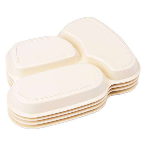 Kid Plate Set Bamboo Toddler Plates Dinnerware Dinner Dish Set Baby Feeding Spill Proof Divided Plate - Baby Spoon and fork 3-Piece Set for Kids and Toddlers Teaches Child Portion Control