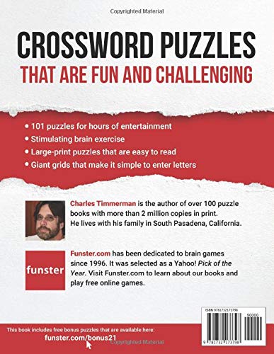 Funster 101 Large-Print Challenging Crossword Puzzles: Crossword puzzle book for adults