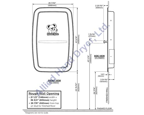 Koala Kare® KB311-SSRE - Recessed Vertical Stainless Steel Baby Changing Station (New for 2021)