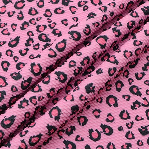 David Angie Leopard Print Bullet Textured Liverpool Fabric 4 Way Stretch Spandex Knit Fabric by The Yard for Hair Bows Headbands Making⦠(Pink)
