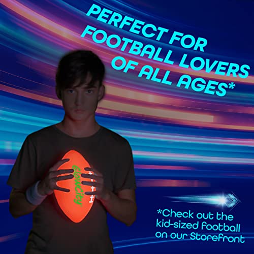 GlowCity Glow in The Dark Football - Light Up, Official Size Footballs - LED Lights and Pre-Installed Batteries Included