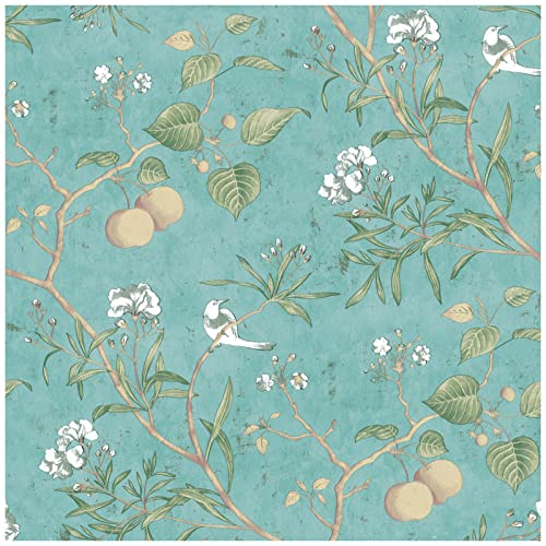 Floral Peel and Stick Wallpaper Contact Paper: Vintage Removable, Bird Stick on Wallpaper 17.7 x 118.1 inch Self Adhesive Green