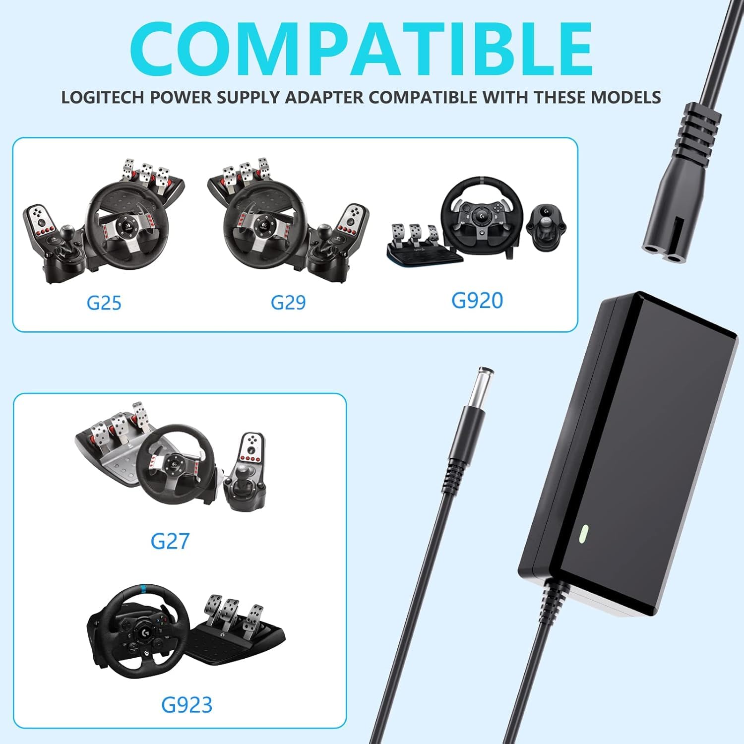 UpBright 24V AC/DC Adapter Compatible with Logitech G25 G27 G29 G920 G923 190211-0010 190211-A030 ADP-18L R33030 G940 APD DA-42H24 PS3 Xbox 360 Driving Force GT Racing Wheel Microsoft WRW01 WRW02 PSU