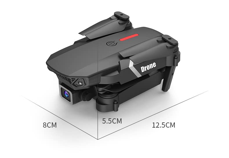 E88 Pro Drone with dual 4k camera, Kids/Beginner, wifi fpv 1080 hd, Dual foldable RC Quadcopter , Altitude hold, Headless mode, visual positioning, auto return, mobile app control, Black, 360 flip