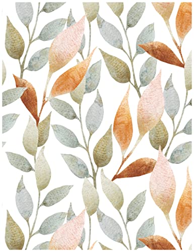 Floralplus Peel and Stick Wallpaper Boho Leaf Stick On Wallpaper Removable Textured Wallpaper Pull and Stick Contact Paper for Cabinet Bathroom Nursery Home Decor 17.7in x 118in