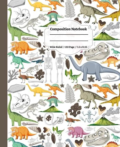 Dinosaur Composition Notebook: Writing Journal Comp Lined Notebooks For School And Kindergarten | Primary Writing Journal For Kids, Teens, Girls, Boys, And Students , Cute School Supplies Aesthetic