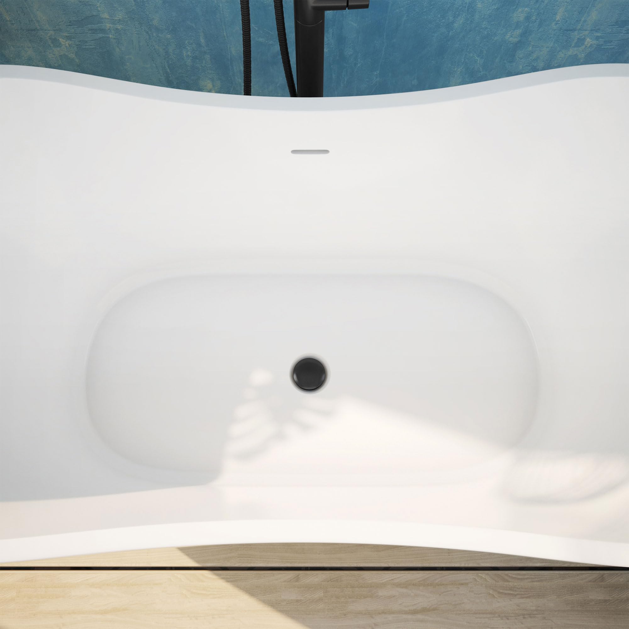 DreamLine Nile 59 in. L x 28 in. H Acrylic Freestanding Bathtub with Matte Black Finish