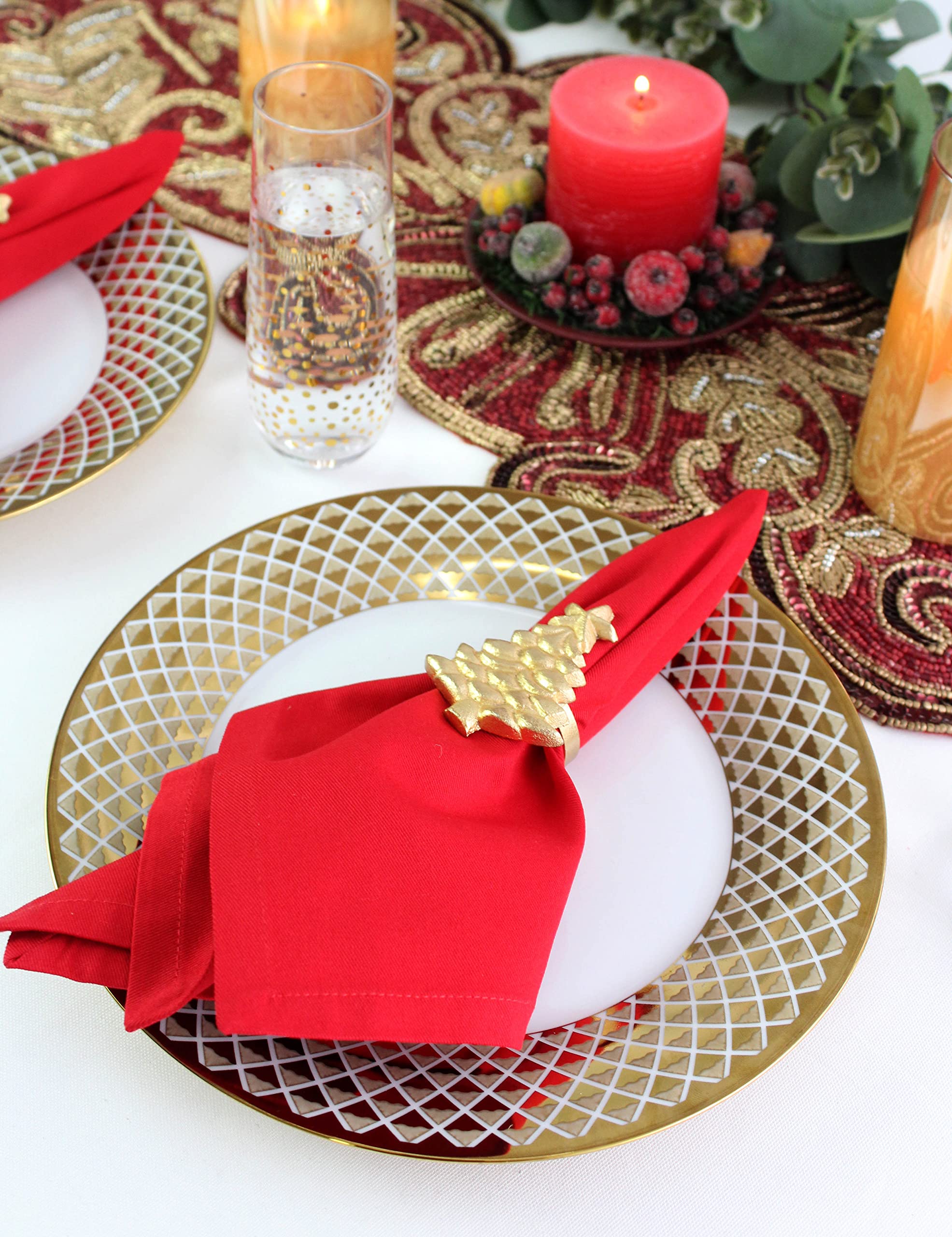 COTTON CRAFT Christmas Red Napkins -12 Pack 100% Cotton Dinner Napkins - All Year Xmas Fall Thanksgiving Celebration Party Gift Holiday Table Napkin - Soft Washable Reusable Cloth Napkin -18x18