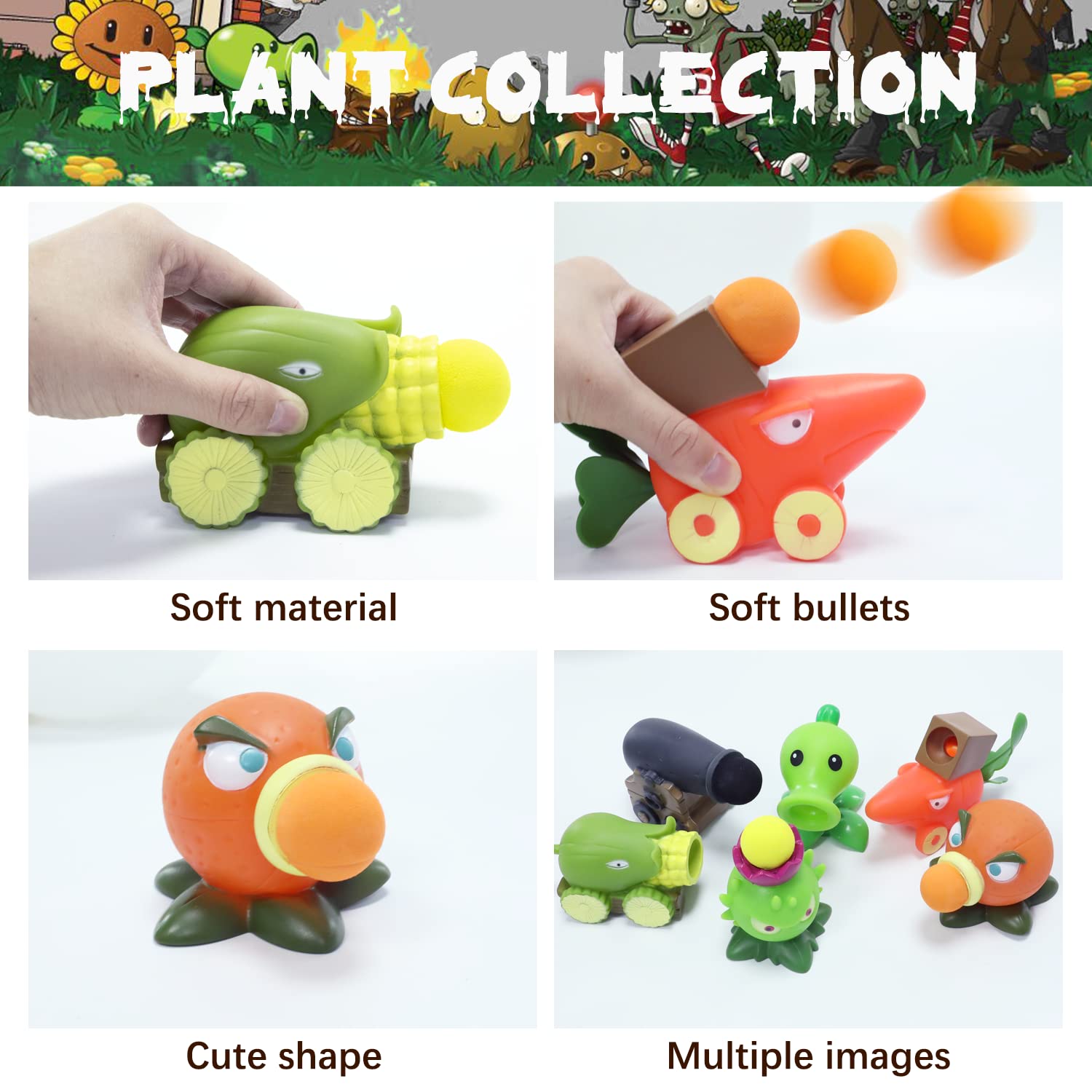 Maikerry Plants and Zombies Figurines 12pcs PVZ Action Figures Set Game Great Birthday Gifts for Boys and Girls -with Waterproof Battlefield Map