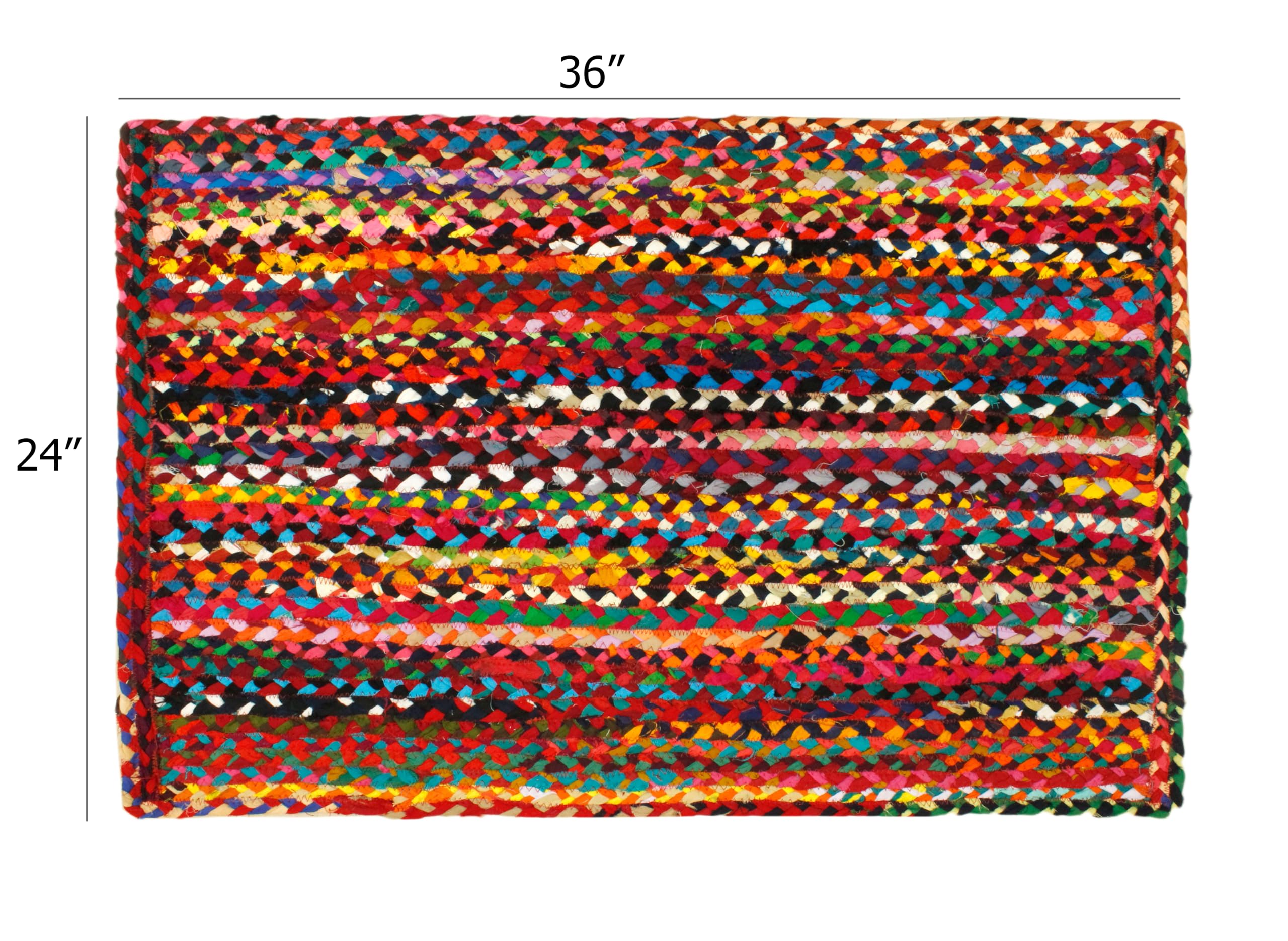COTTON CRAFT Cotton Chindi Braid Rag Rug - Boho Farmhouse Rustic Area Accent Throw Rug - Handwoven Reversible Natural Recycled Cotton - Living Room Den Study Home Décor Gift - 2' x 3' - Multi Color