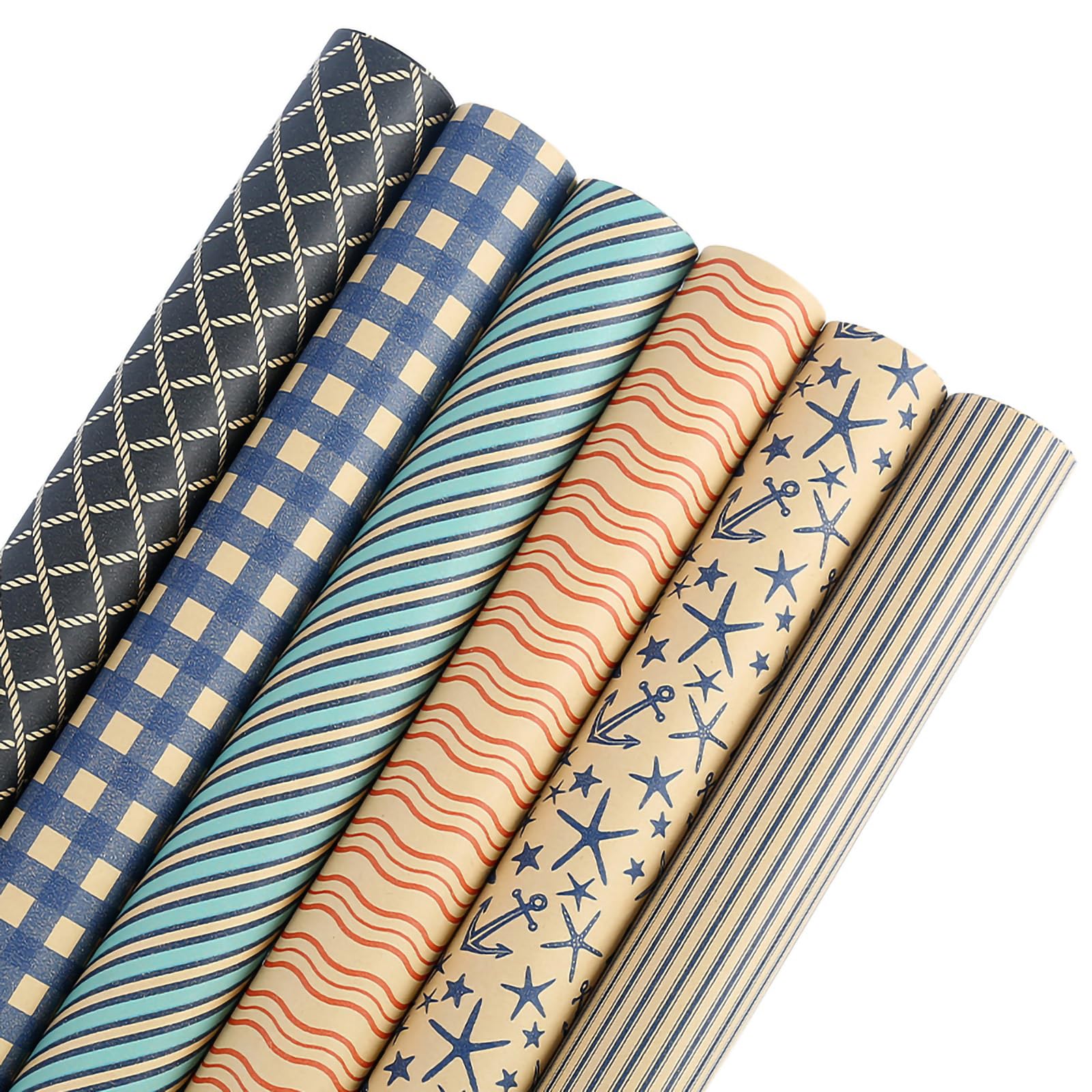 Gift Wrapping Paper Happy Birthday, 6 Geometric Pattern for Men's Gift Wrap, 12 Sheets Pre-cut Man Gift Wrapping Paper, 19.7 X 27.6 Inch， Folded Package, Not rolled