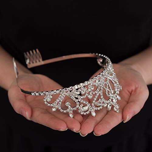 Ella Celebration 21st Birthday Tiara 21 Crown for Women Birthday Party Headband Hair Accessories Supplies (Silver Heart)
