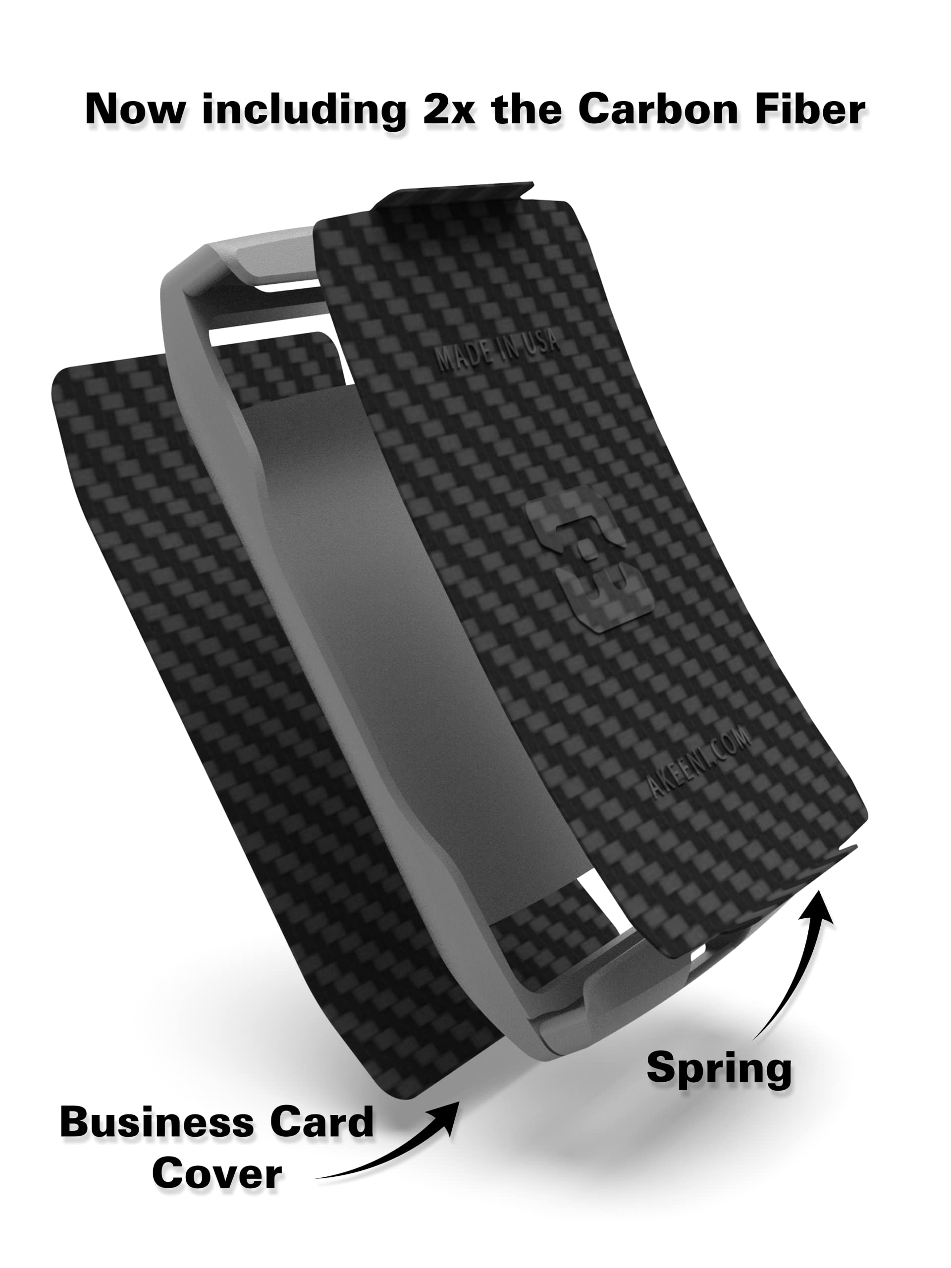 AKEENI XSTO Wallet Carbon Fiber Bundle - Metal Minimalist Full Function, US Made for Men and Women, Aluminum and Carbon Fiber with RFID Blocking (8 Card, Rhino Gray)