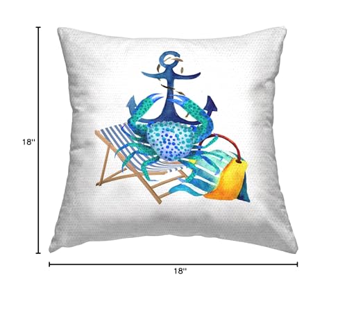 Stupell Industries Summer Beach Anchor Outdoor Printed Pillow, 18 x 18, Blue