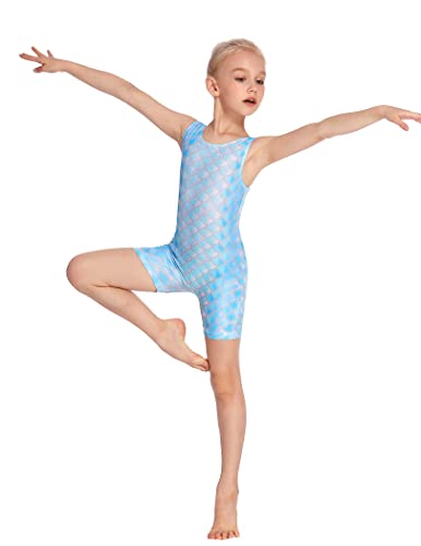 Arshiner Leotards for Girls Gymnastics with Shorts Color Gradient Shiny Diamond Kids Biketard