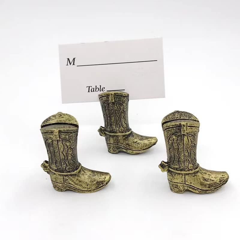 Bi-sonic lee 10PCS Golden Cowboy Boots Table Card Holder,Place Card Holders, Table Number Holder,Photo Holders, Party Favors, Wedding Decorations (Cowboy Boots,Golden)