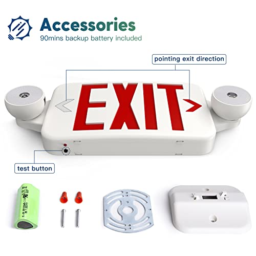 FREELICHT 8 Pack Exit Sign with Emergency Lights, Two LED Adjustable Head Emergency Exit Light with Battery, Exit Sign for Business