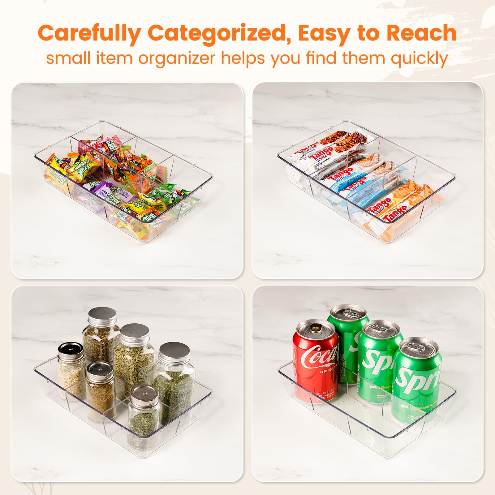 Criusia 9 Pack Drawer Organizer, 3 Sizes Clear Plastic Drawer Organization Storage Bins, Non-Slip Drawer Dividers for Makeup, Jewelry, Snacks, Office, Bedroom, Kitchen, Bathroom