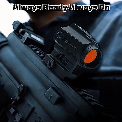 Foxarmy Reflex Red Dot Sight with Shake Awake,2MOA 1X22 Red Dot Optic Rifle Scope, Low Mount and Co-Witness Riser Mount