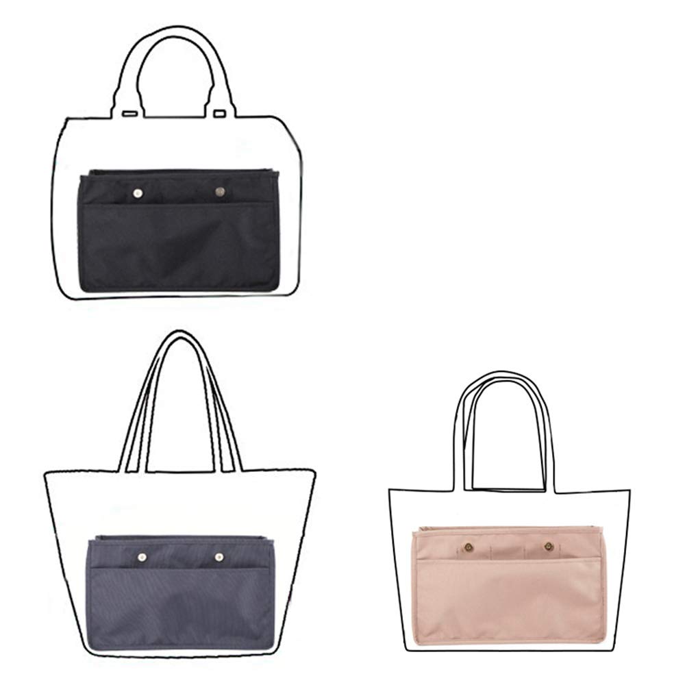 enreve Purse Organizer Insert, Bag Handbag Tote Organizer, Diaper bag, Bag in Bag for Longchamp and More (BLACK)