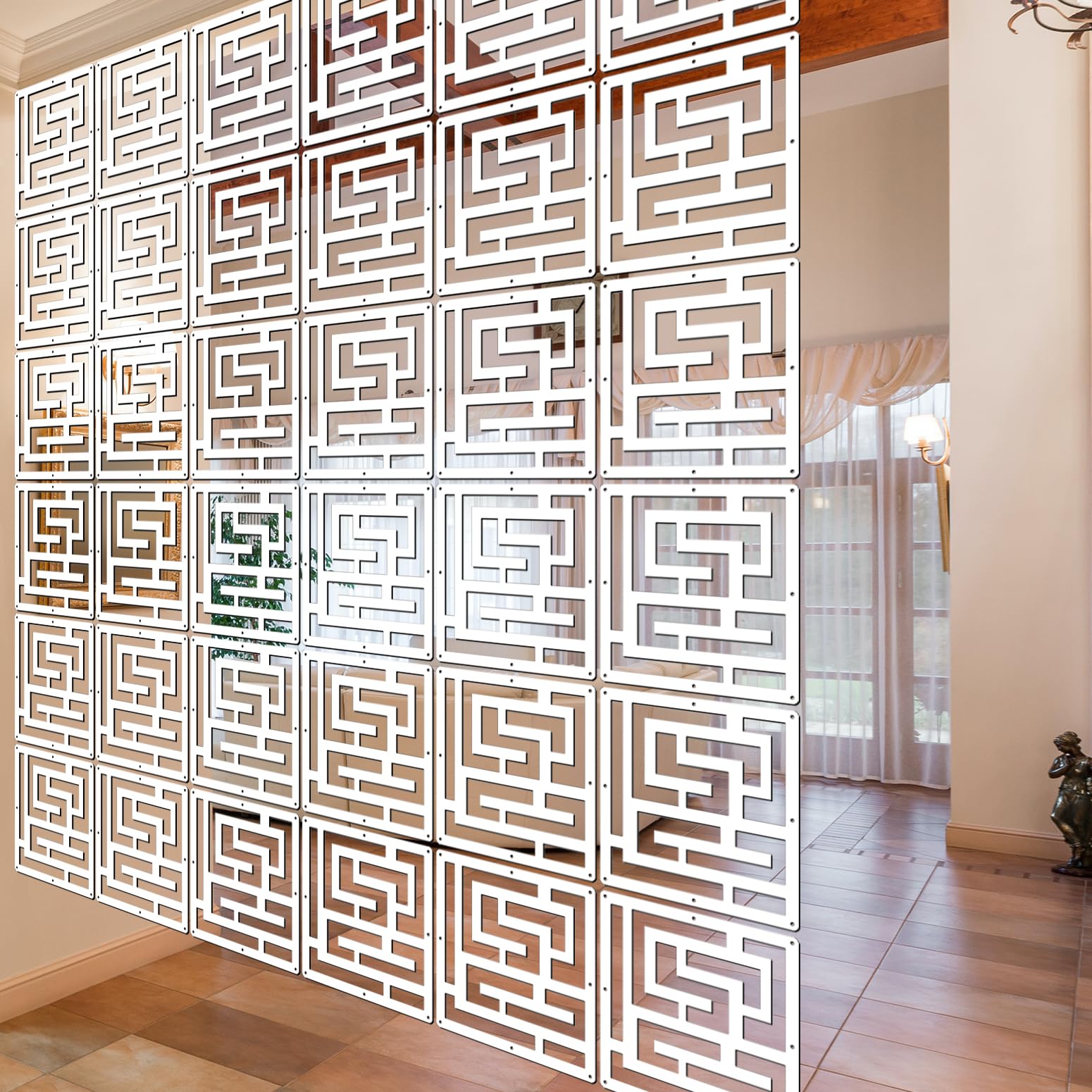Lchen Hanging Room Divider Panel,10 Pieces Hanging Wall Divider Room Partition Wood-Plastic Thick Hanging Panel Screen Home Office Decoration(ML-S-10Panels)