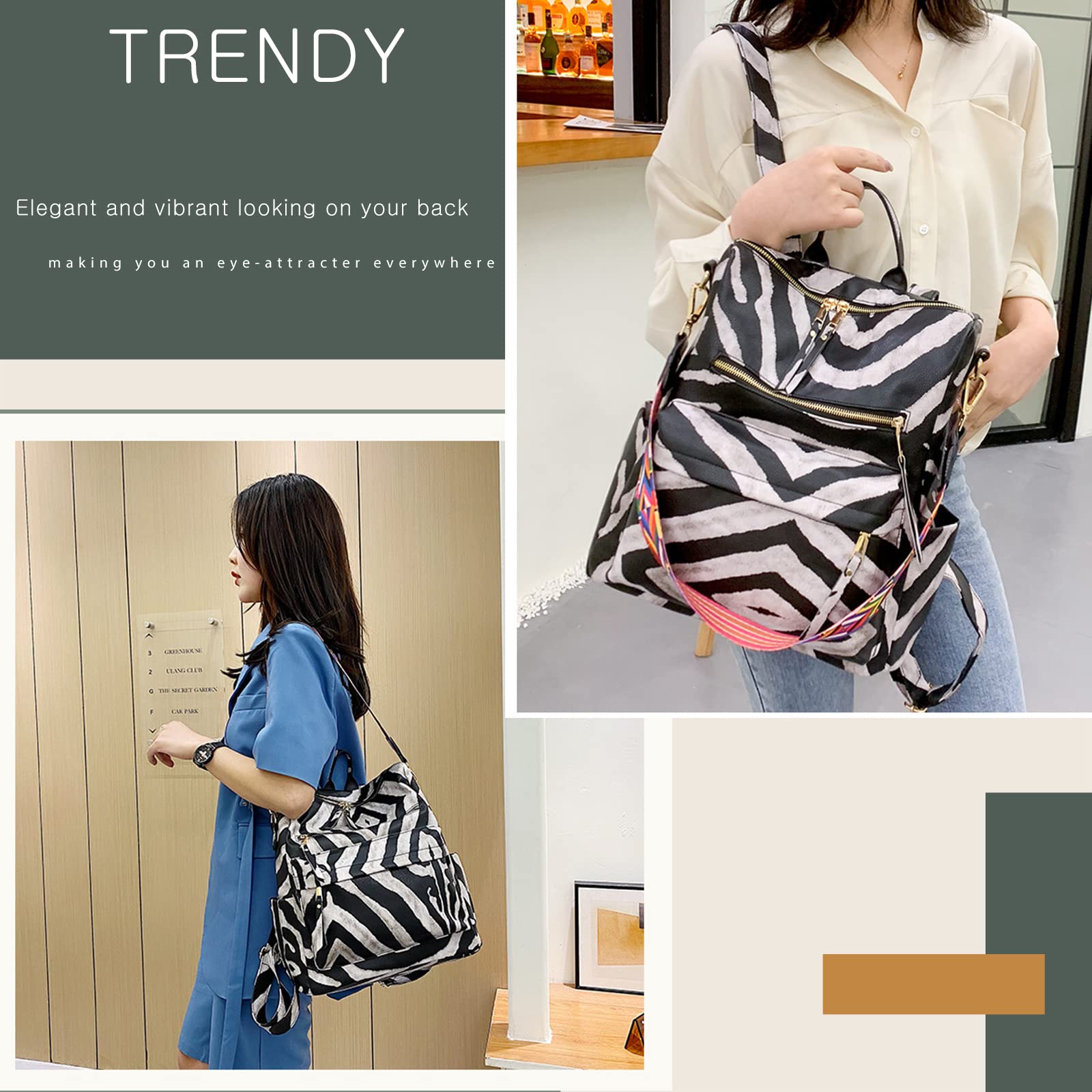 Backpack Purse for Women PU Leather Handbag Fashion Shoulder Purse Cute Lady Travel Bag with Adjustable Straps