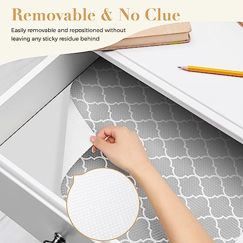 Glotoch Upgraded Non Slip Shelf Liner with Dot, Non Adhesive Drawer Liner, Waterproof Shelf Liners for Kitchen Cabinets, Drawer, Fridge, Wire Shelving, Pantry-12β X 20 FT, Heavy Duty, Grey