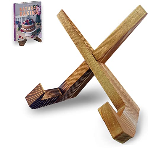 Cookbook Stand - Wooden Decoration Cookbook Cookbook Stand for Kitchen Counter Holder Can Be Used for Ipad, Counter Display, Record Holder, Book Display,Farmhouse Recipe Book Holder(Pine Wood)…