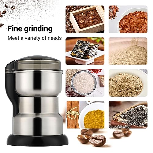 Electric Grinder 30s Quick Powder, Mini Electric Coffee Grinder Cereals, Nuts Beans Spices Grains Grinder Machine Multifunctional Home Blender Chopper