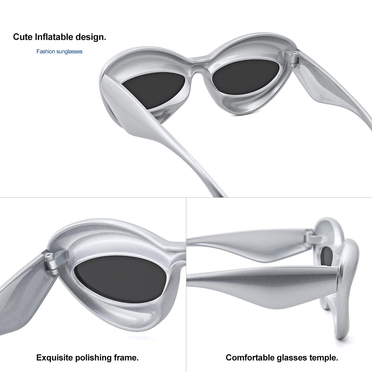 AWGSEE Trendy Inflated Shape Lip Sunglasses for Women Fashion Oversized Cat Eye Shades UV400 Protection