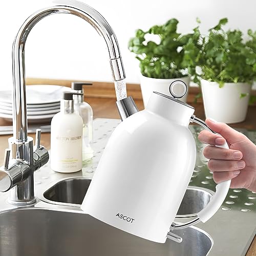 Electric Kettle,ASCOT Electric Kttle Stainless Steel Tea Kettle Fast Boiling Water Heater 1.6L, 1500W, BPA-Free, Cordless, Automatic Shutoff, Boil-Dry Protection,White
