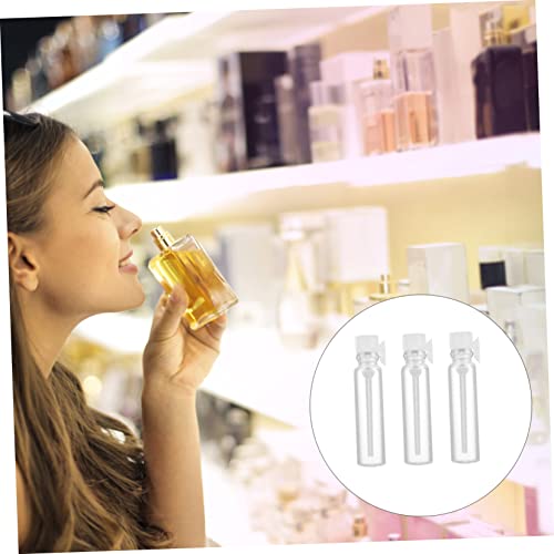 Beavorty 50pcs 1ml Perfume Bottle Clear Container Clear Container with Lid Travel Spray Bottle Empty Cosmetic Containers Bulk Clear Sample Tubes with Caps Sample Containers Travel Bottle