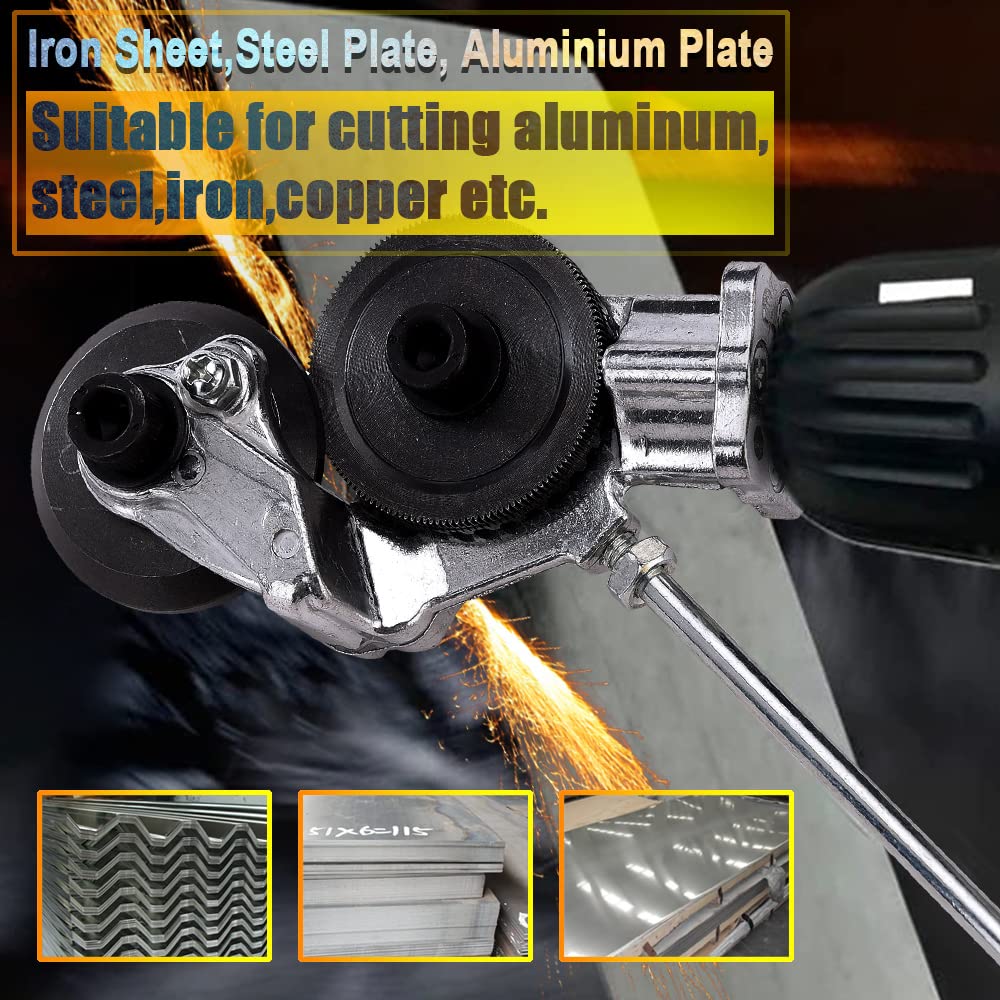 Vafany Electric Drill Plate Cutter,Versatile Metal Shears Drill Attachment Sheet Metal Nibbler Car Maintenance Accurate Double Headed Safe 360 Cutting Head Durable Electric Drill Shear