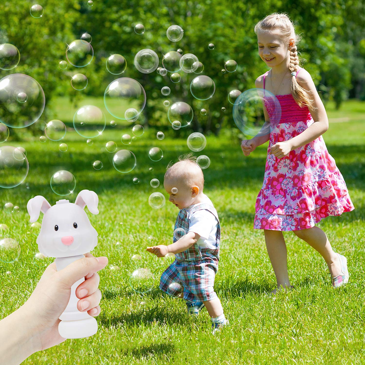 JOYIN 2 Packs Duck Bunny Bubble Wands with 2 Bottle of Bubble Solution (50ml) for Kids & Toddlers, Outdoor Party Supplies, Weddings, Gifts, Summer Toy, Easter