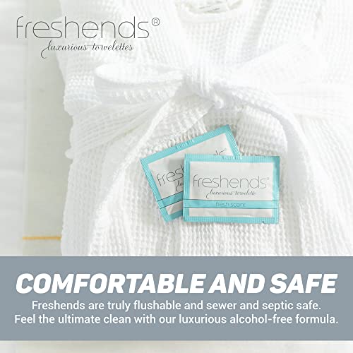 Freshends Luxurious Towelette Bundle β Makeup Remover, Hotel Bathroom Amenities, Air BNB Needs, Individually Packed Guest Bathroom Essentials for Clubs, Restaurants, Bars, Weddings 100 Bulk Pack, Blue