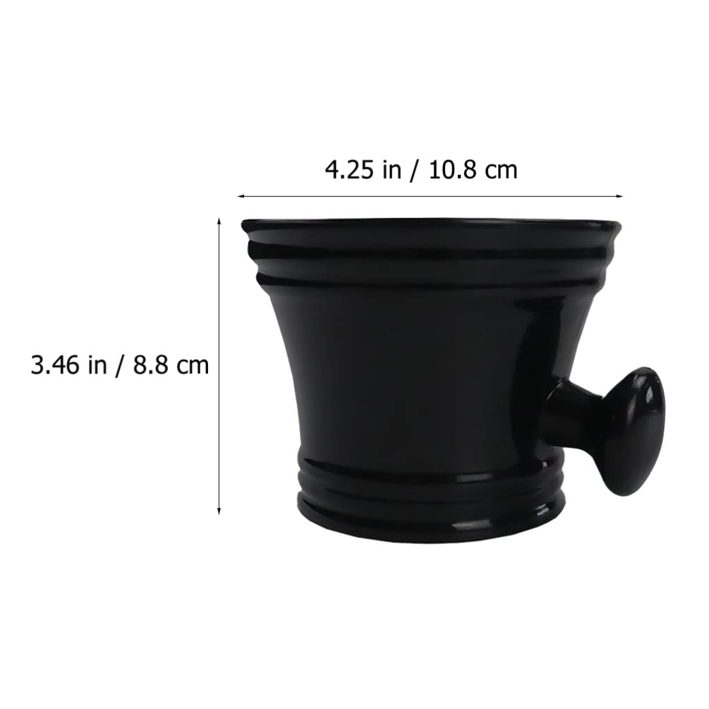 Beavorty Ceramic Shaving Bowl with Handle Wide Mouth Large Capacity Shaving Soap Pottery Cup for Men Portable Pottery Shaving Cream Mug