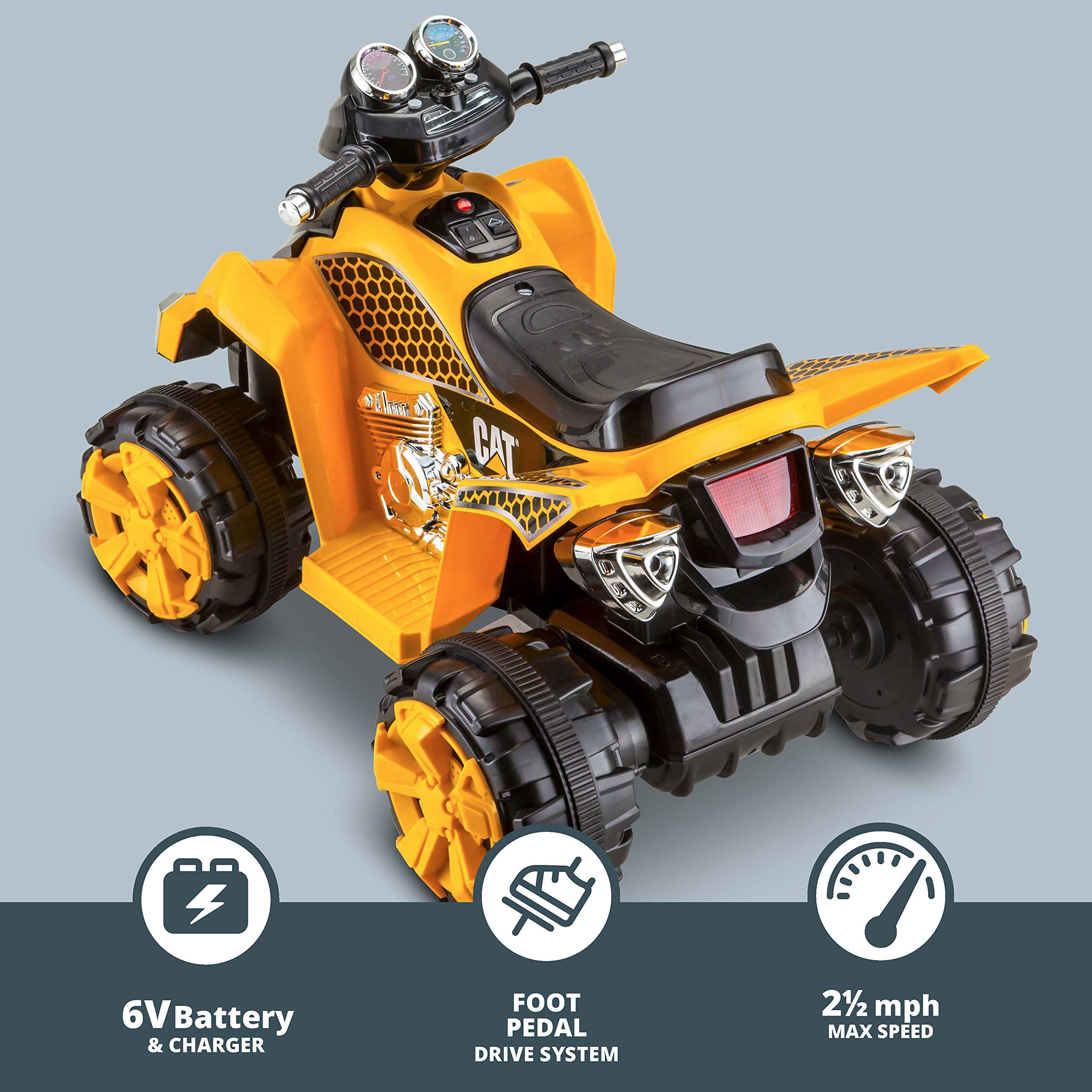 Kid Trax Caterpillar ATV Toddler Ride On Toy, 6 Volt Battery, 3-5 Years, Max Rider Weight of 60 lbs, Single Rider, CAT ATV